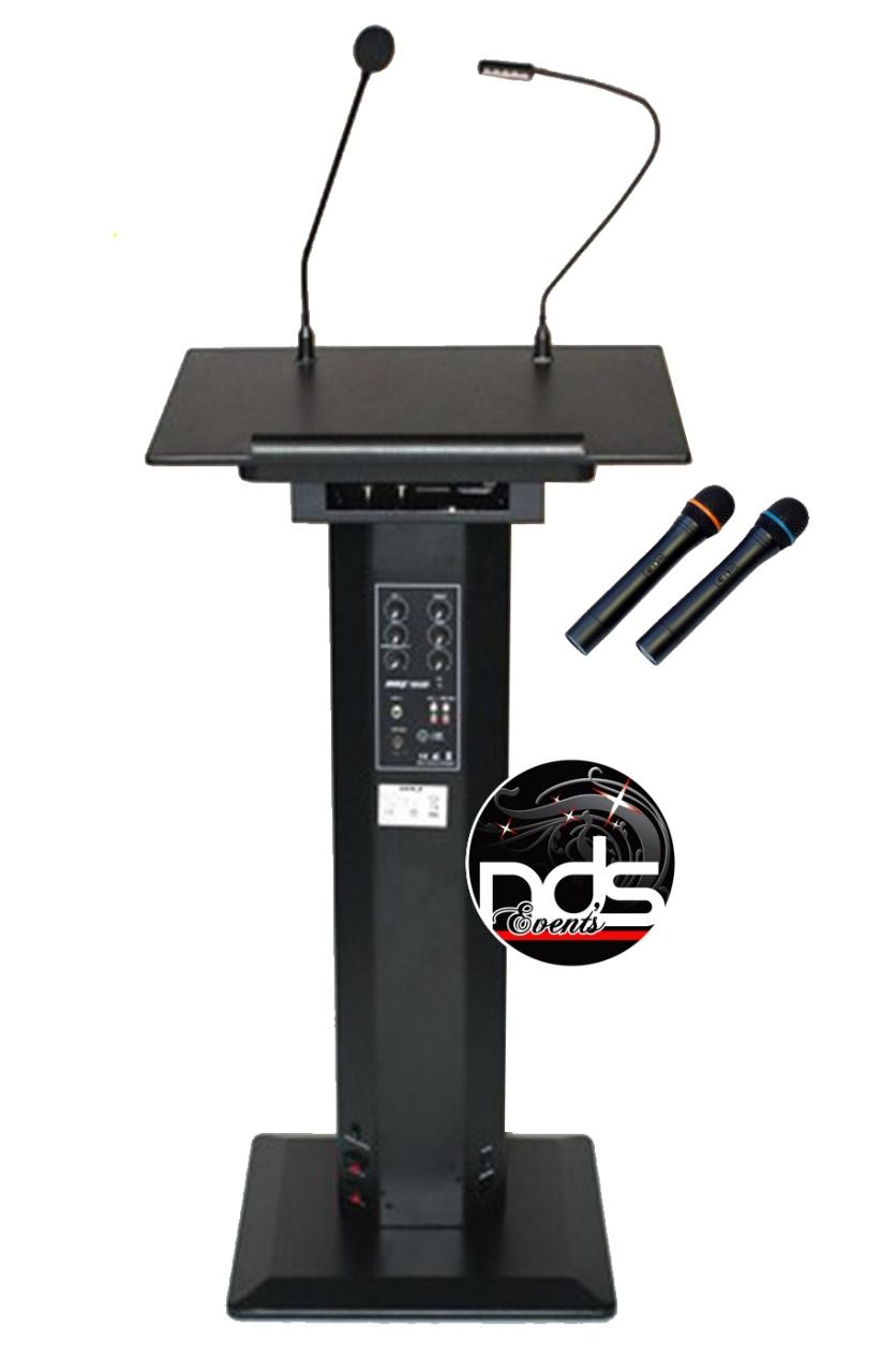 Pupitre avec enceintes et micros intégrés - Location-vaisselle-grenoble